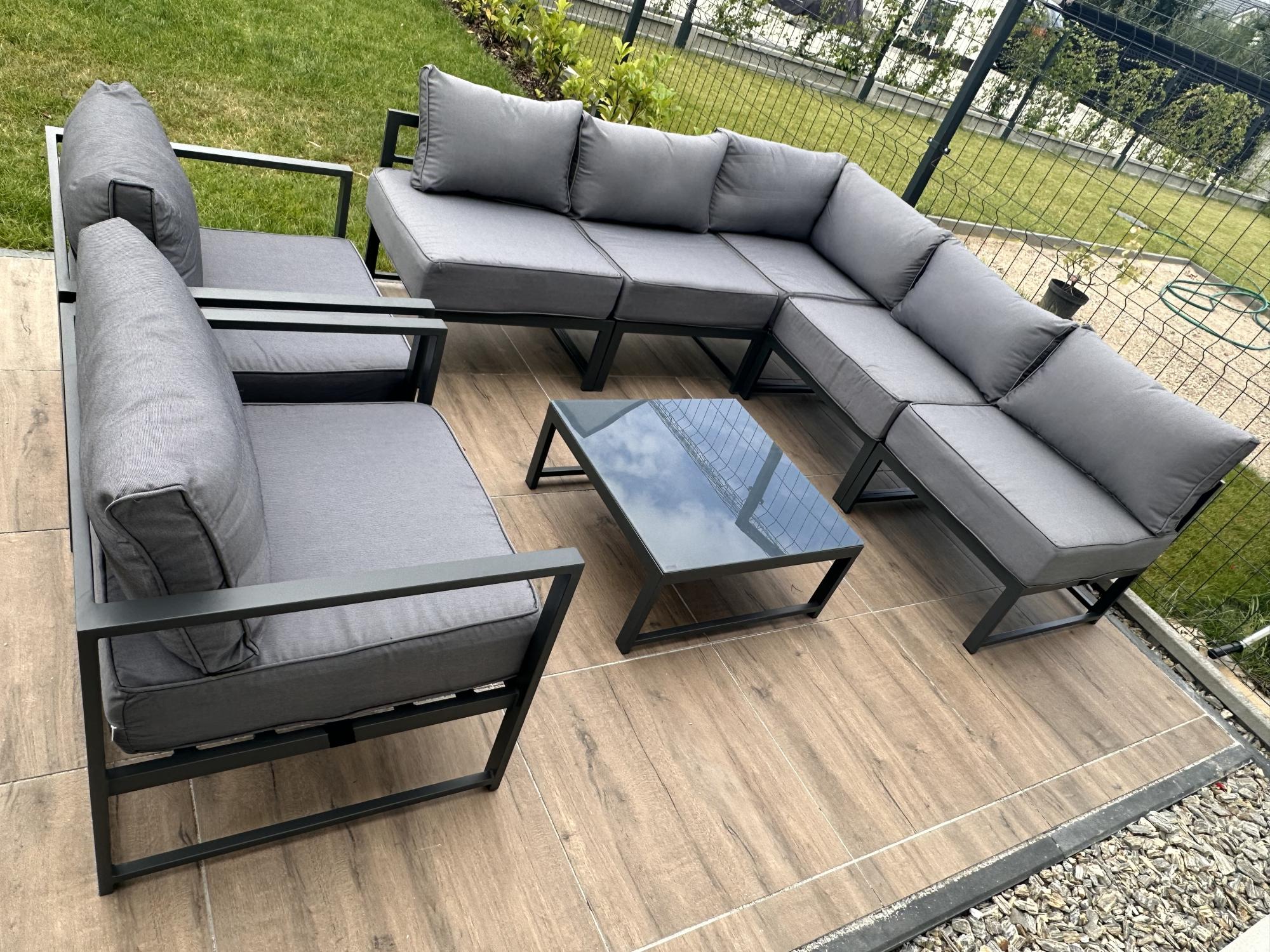 Nowoczesne meble ogrodowe modułowe z wysokim stołem Trapeno 6 modułów ...