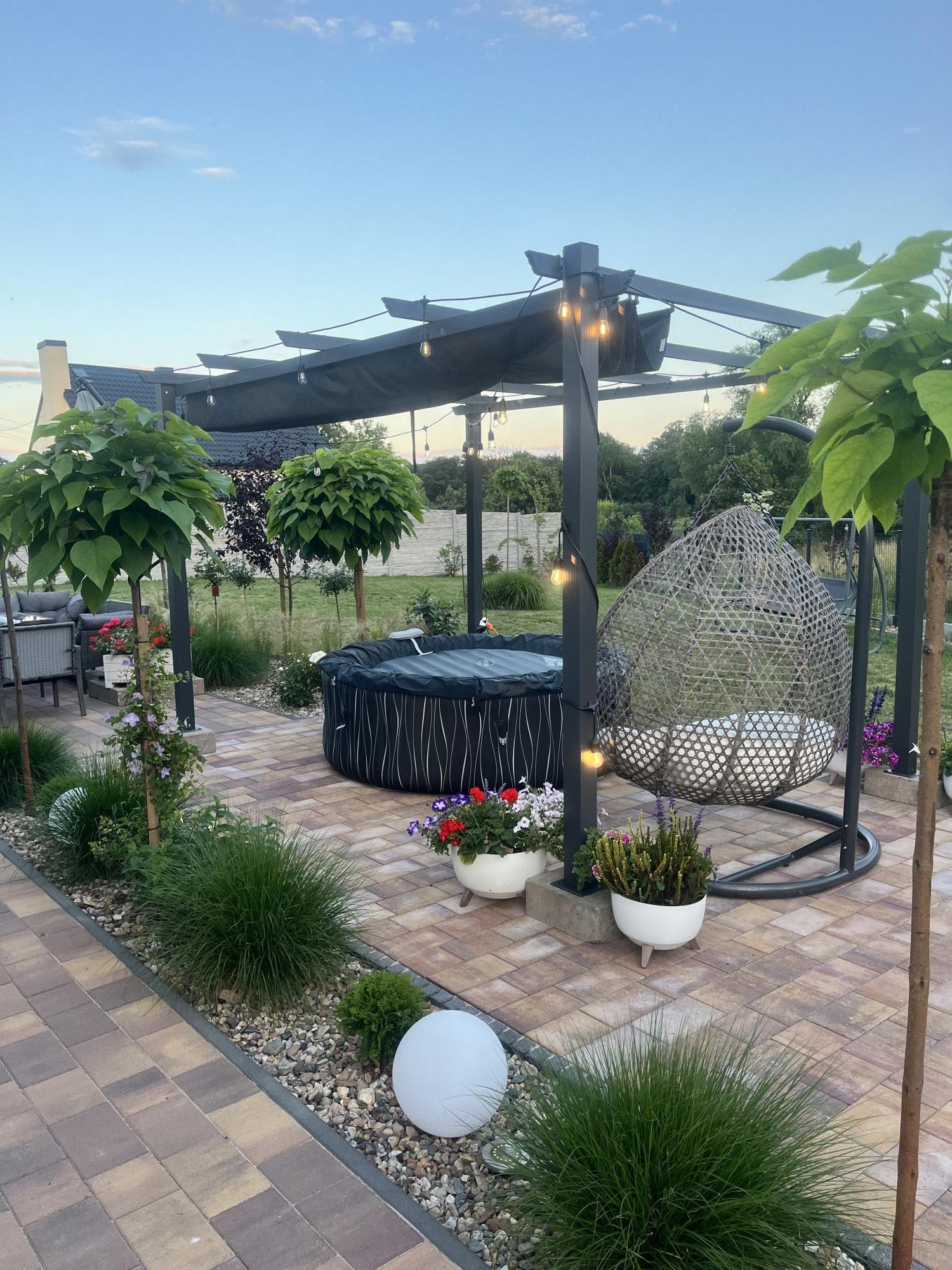 Antracytowa pergola tarasowa 3x4 Kirn Szary - Meblobranie.pl