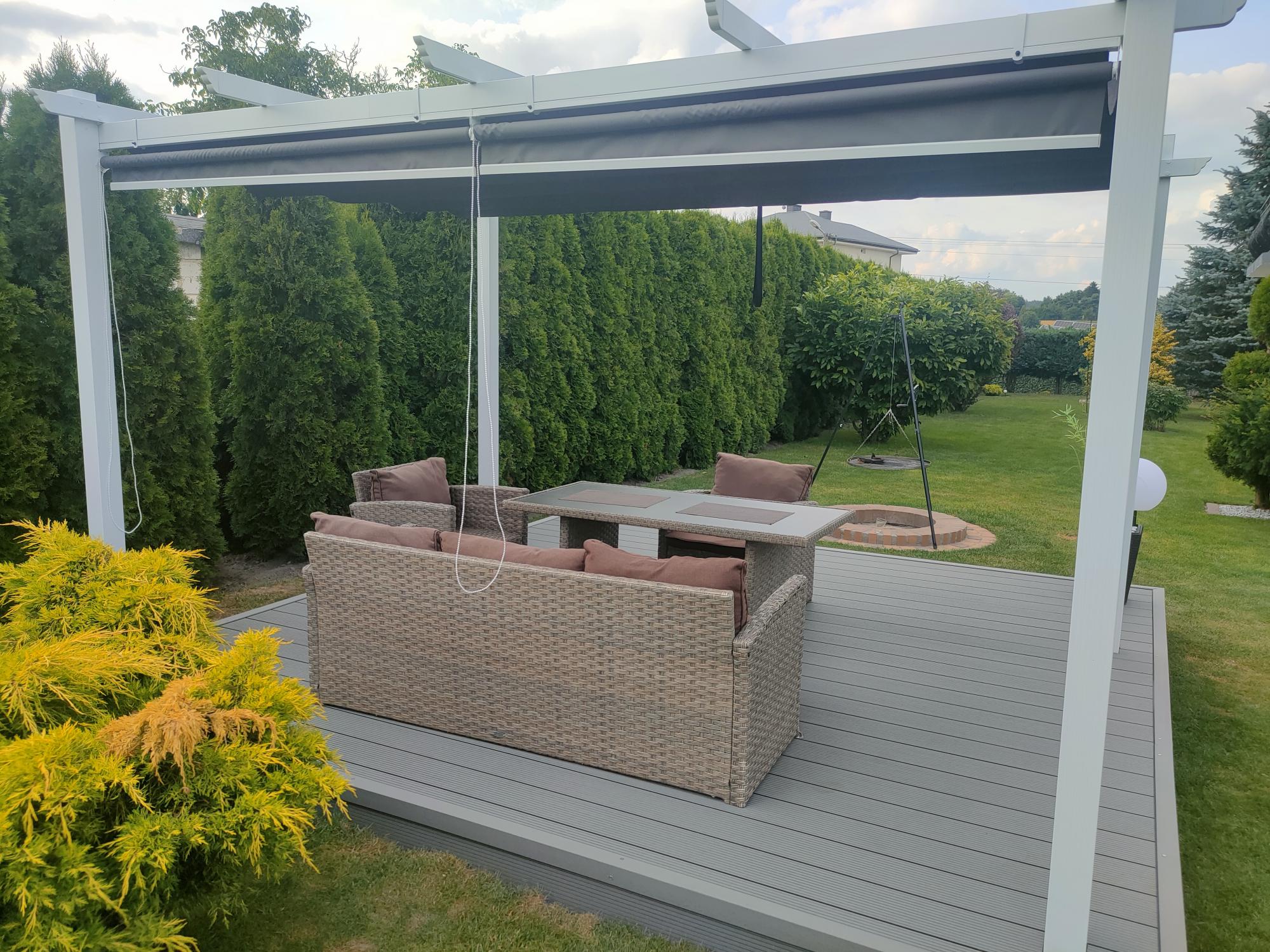 Biała Aluminiowa pergola na taras Kirn 3x4 - Grey White - Meblobranie.pl